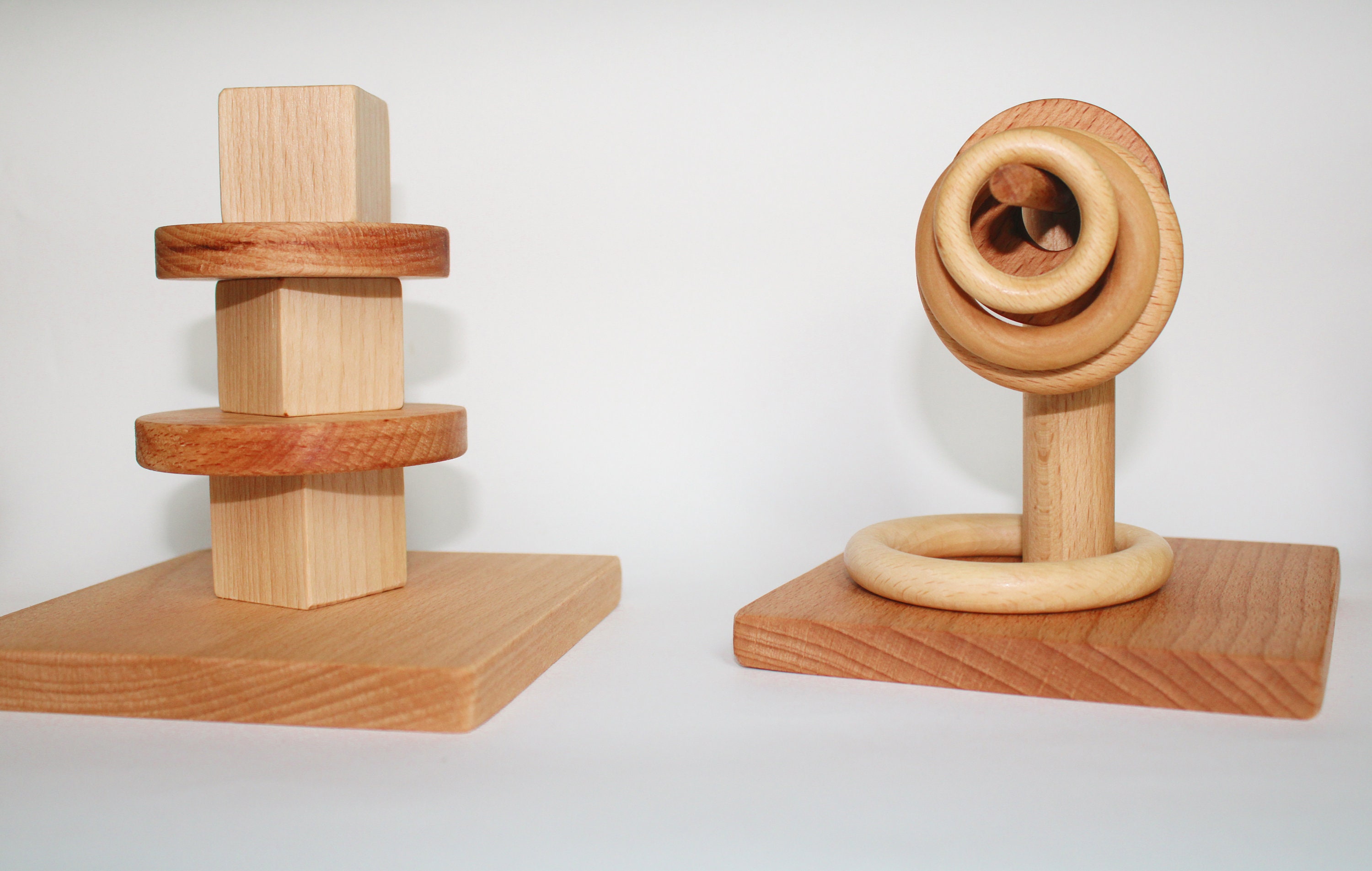 Montessori Stacking Discs Rings and Cubes on a Horizontal and - Etsy