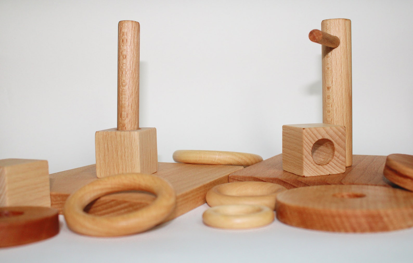 Montessori Stacking Discs Rings and Cubes on a Horizontal and - Etsy