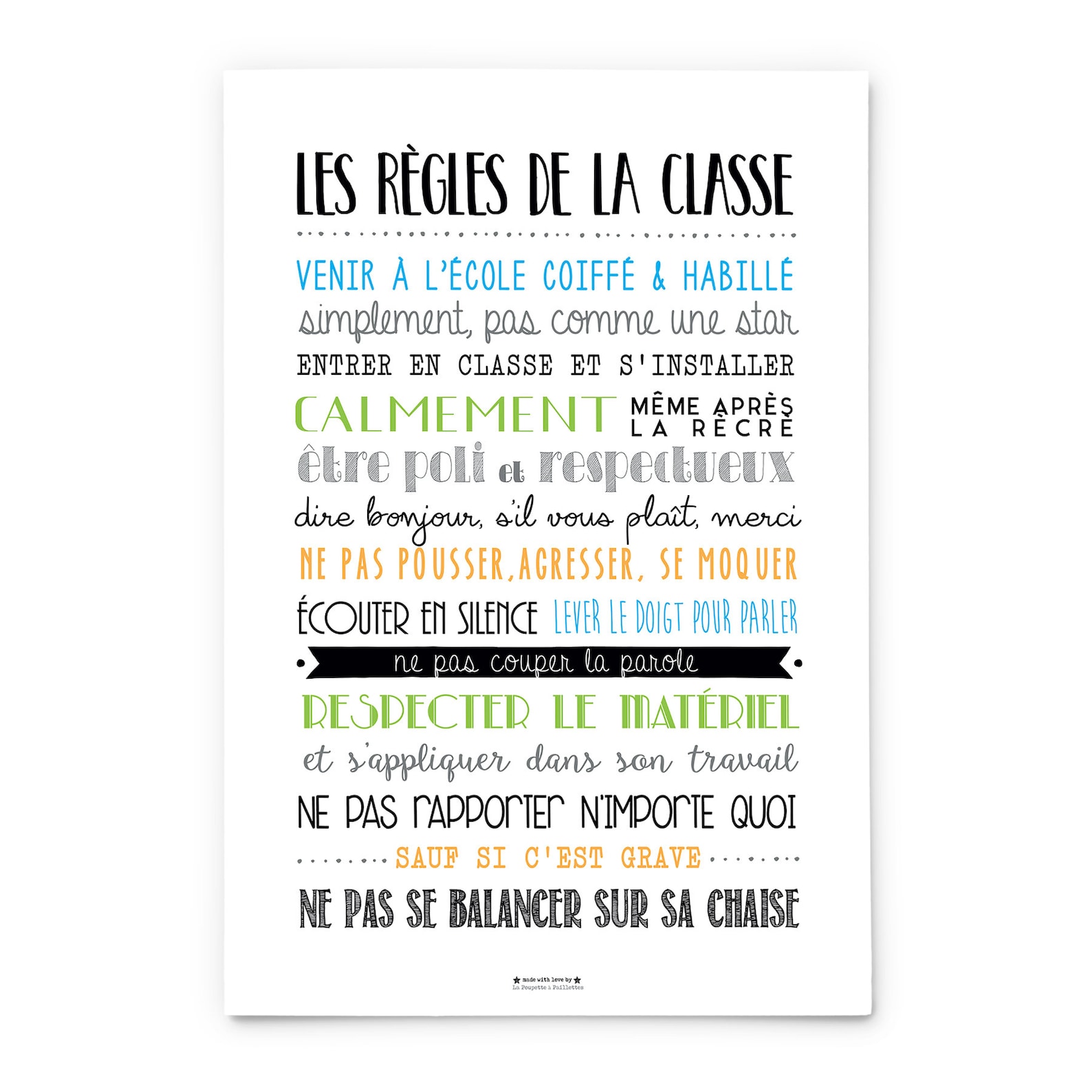 Destockage / Affiche XL - Les Règles de la Classe - 40x60cm - Etsy France