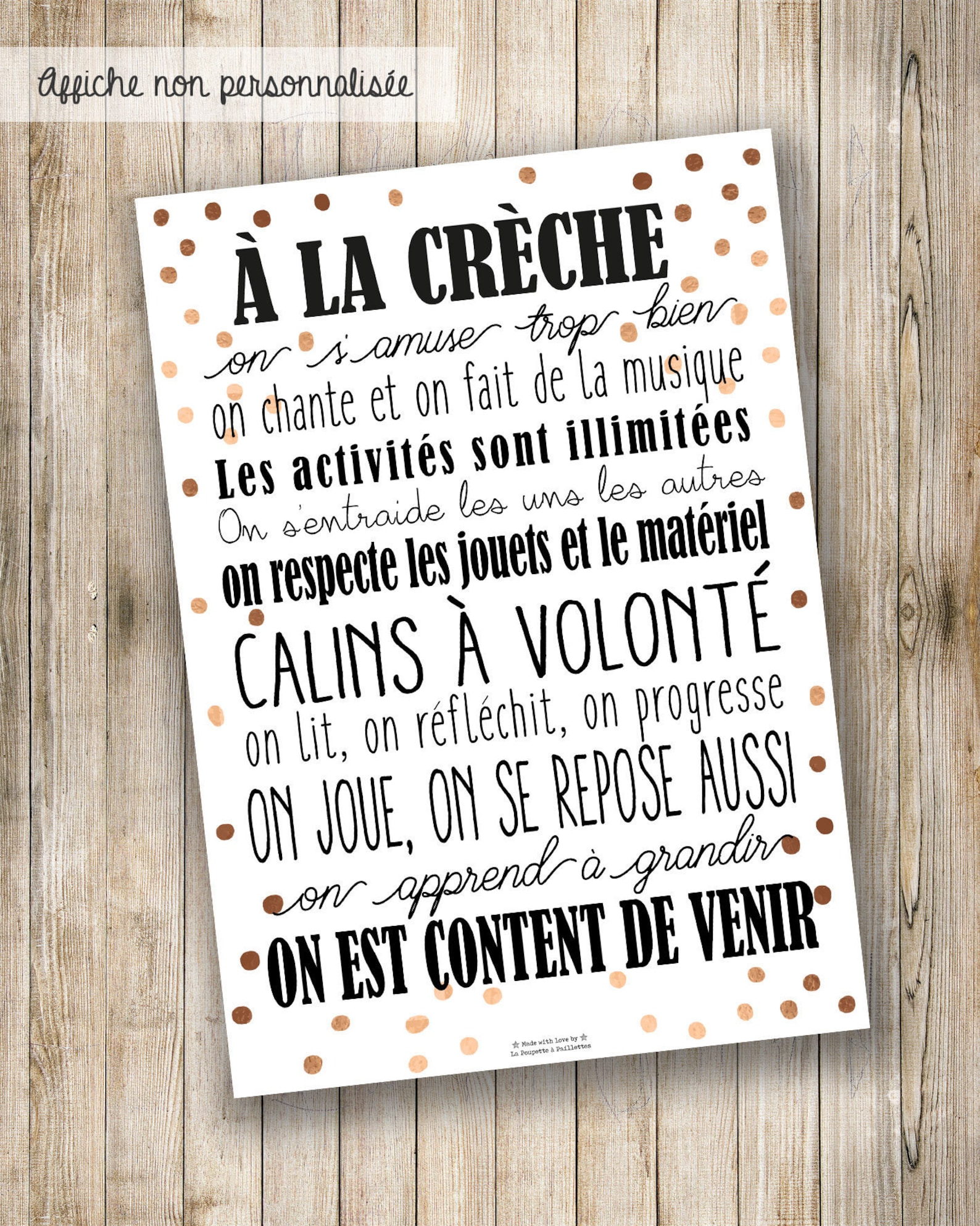 Affiche A la Crèche personnalisable | Etsy