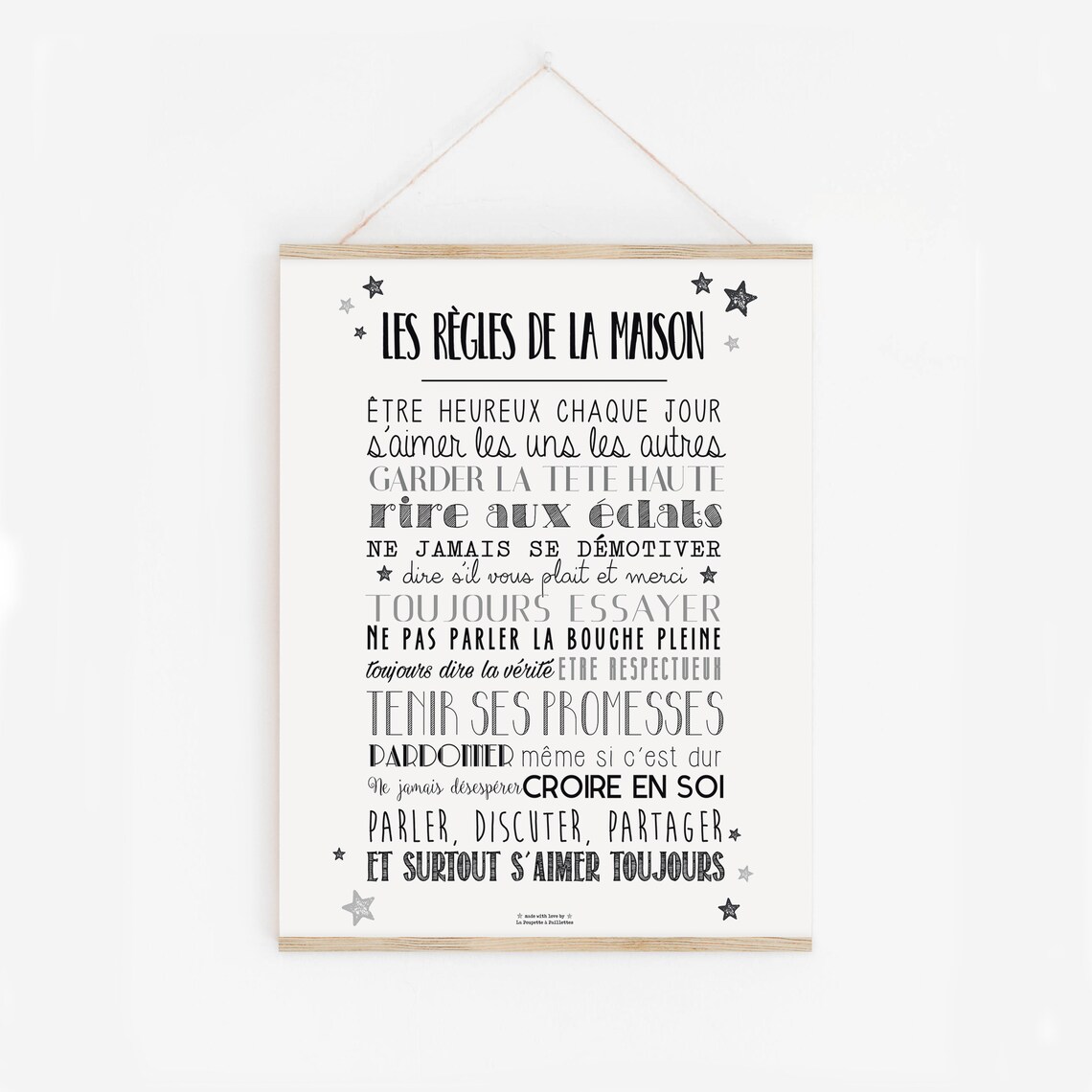 Affiche Les Règles de la Maison N&B - Etsy France