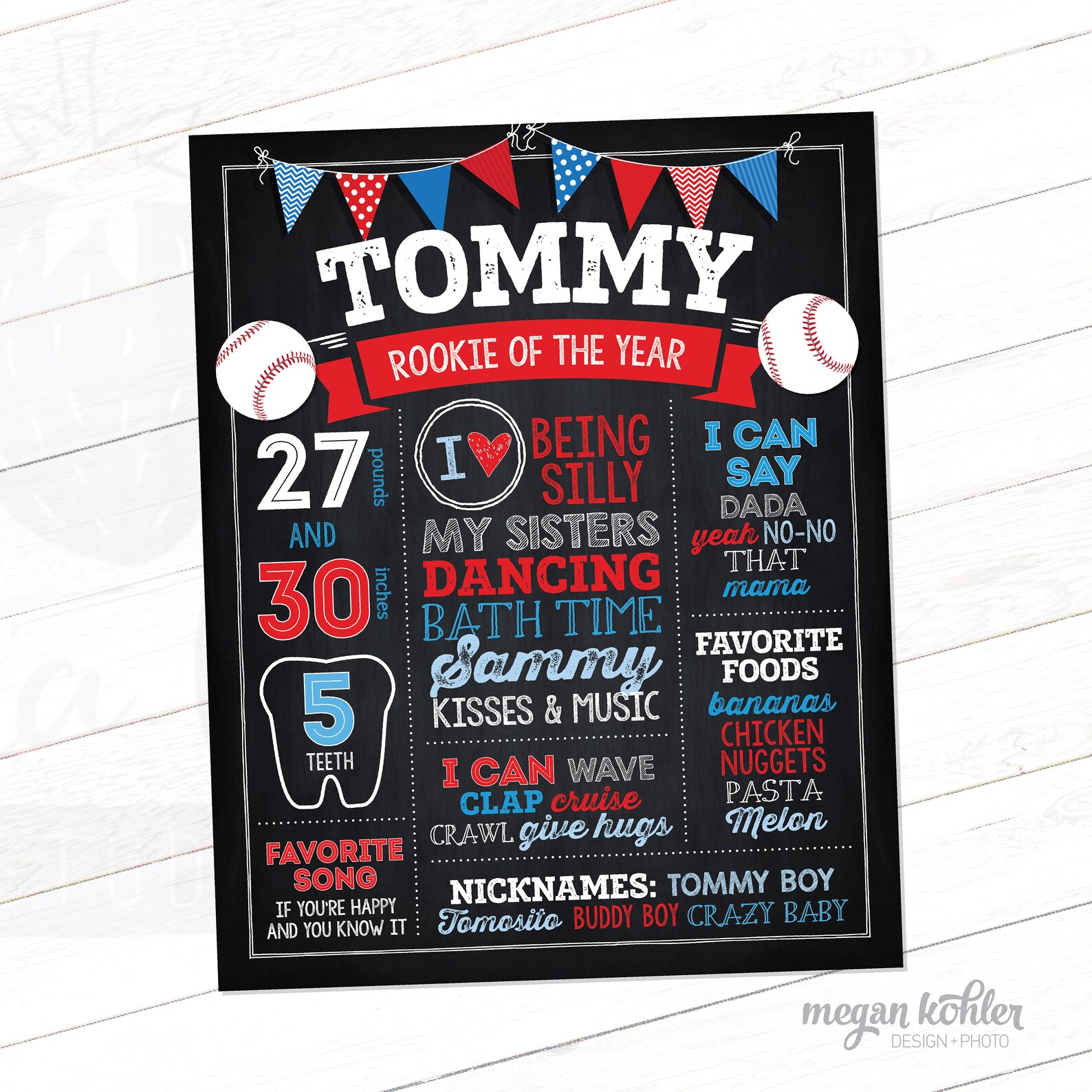 Baseball Chalkboard Poster One Year Milestone Birthday - Etsy