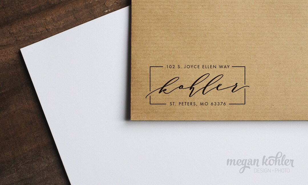 Modern Script Outside the Box Design Custom Address Stamp 1.5 Tall and ...