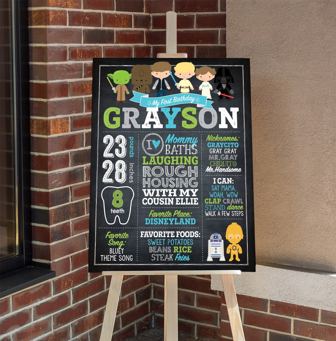 Star Wars Birthday Chalkboard Poster Milestone Poster the Force is ...