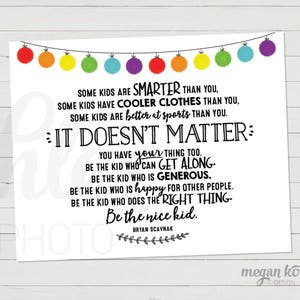 Be the Nice Kid - Classroom Poster - Chalkboard Style - Digital File - Etsy
