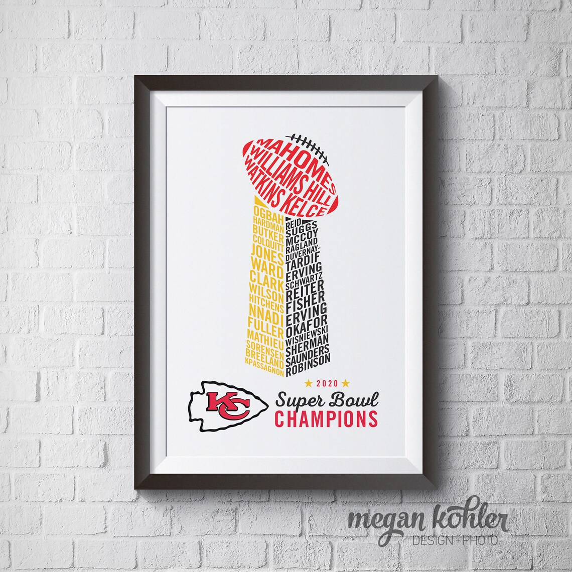 11x14 Printable Kansas City Chiefs Super Bowl Champions 2020 | Etsy