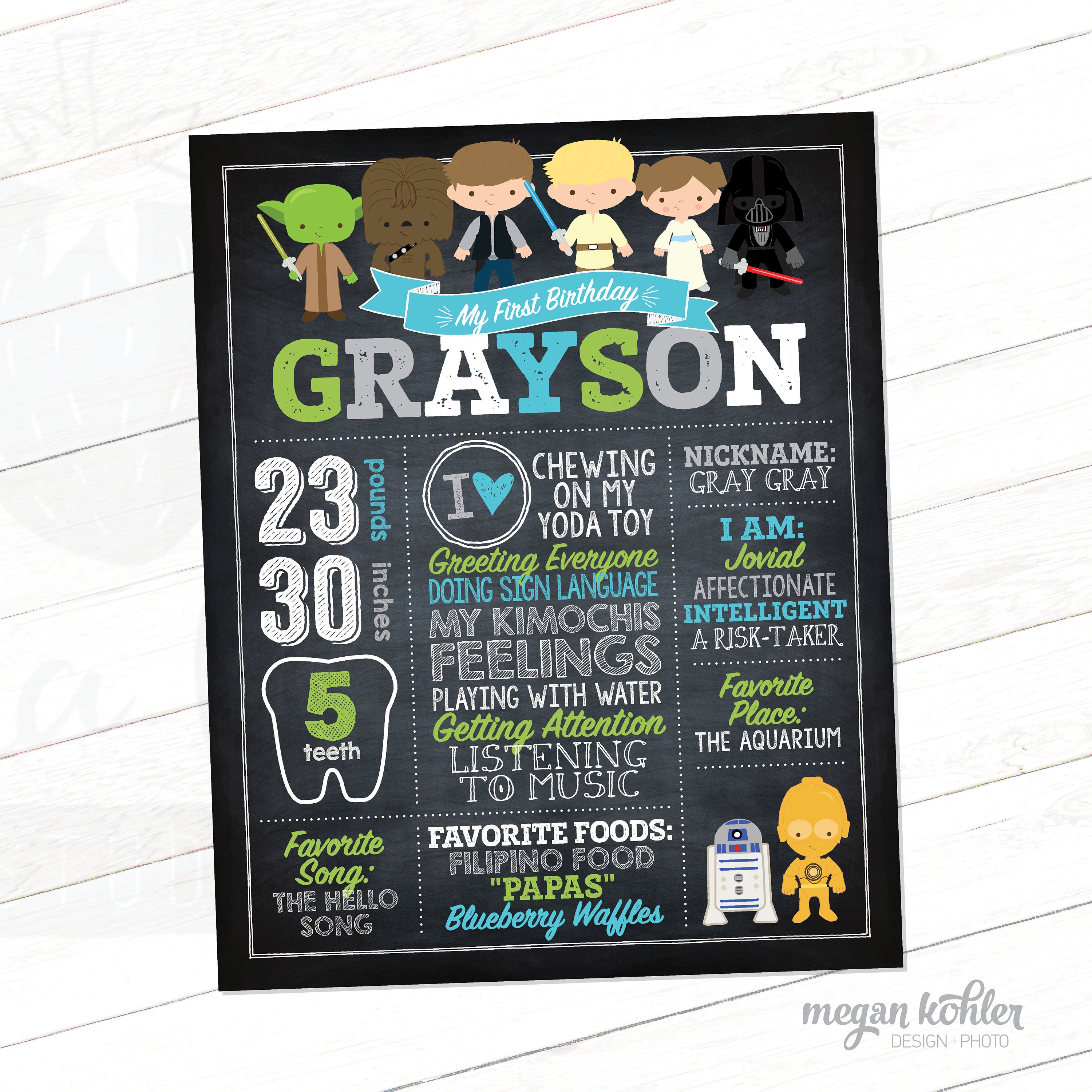 Star Wars Inspired Birthday Milestone Chalkboard Poster - the Force is ...