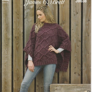 Basic Adult Poncho PDF Knitting Pattern Knit Wrap Using DK Worsted or ...