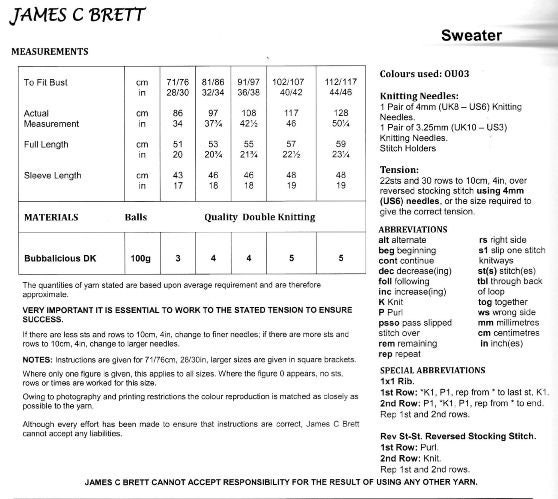 Reverse St-st Sweater Knitting Pattern James C Brett - Etsy UK