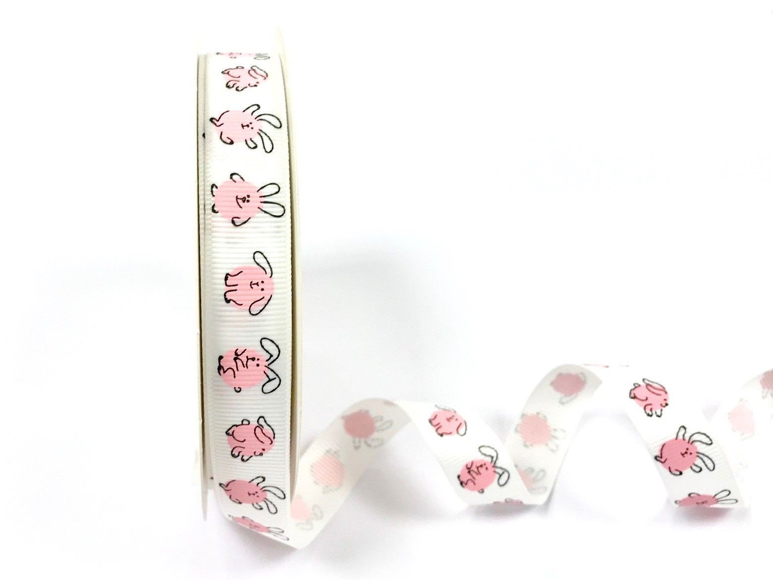 Pink Rabbits Grosgrain Ribbon - Bertie's Bows Polyester Ribbon - Etsy UK