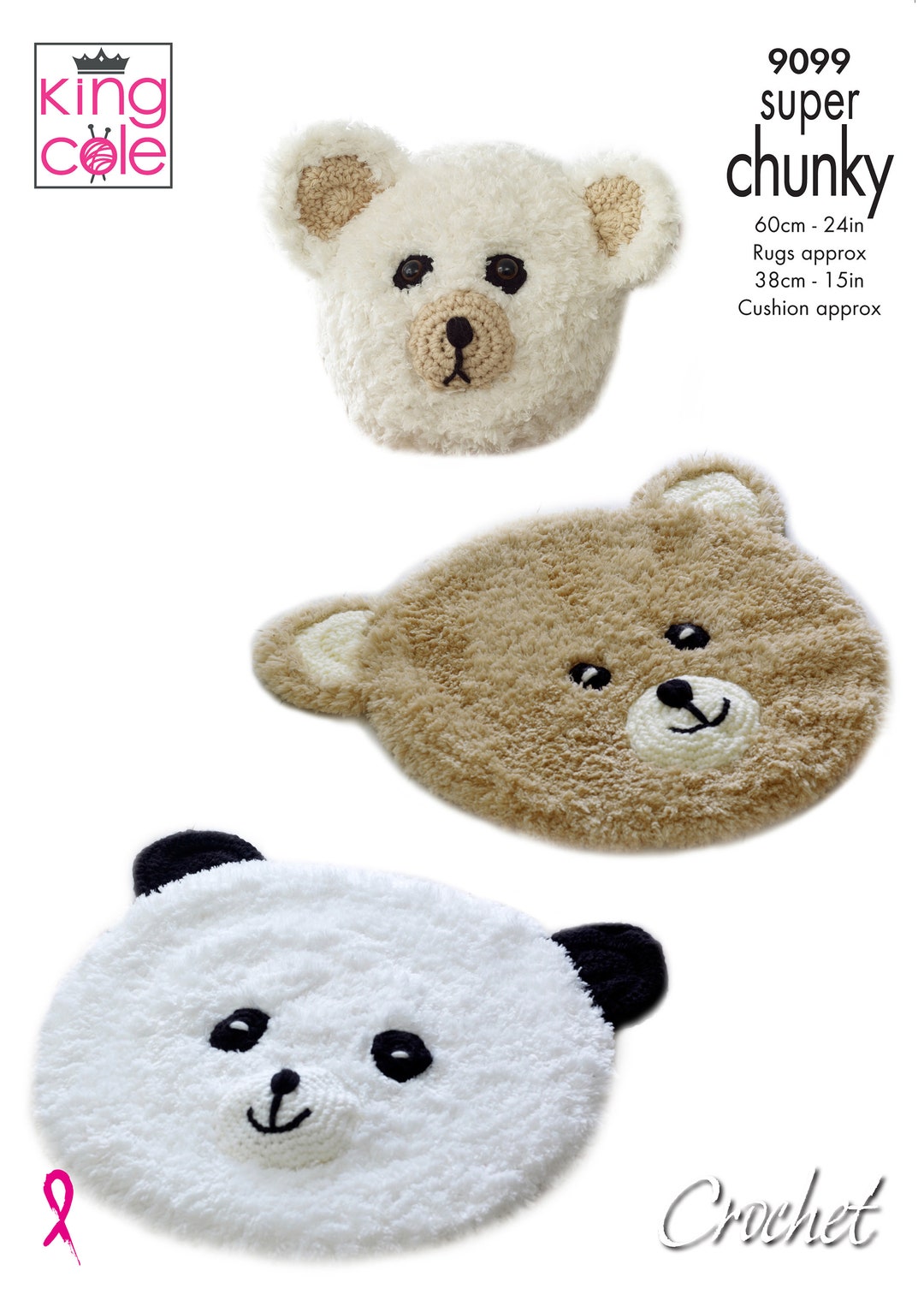 Teddy Bear & Panda Rugs With Teddy Bear Cushion Crochet Pattern, King ...