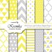 Grey and Yellow Digital Paper Pack - Polka Dots, Chevron, Stripes ...