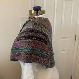 Knitted Wool Shawlette, Shaped Shoulder Wrap With Long Fringe - Etsy