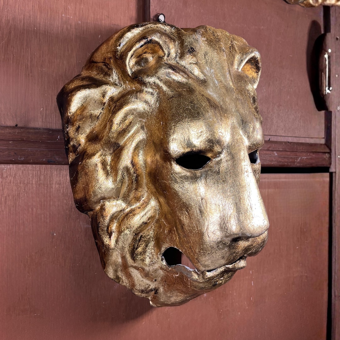 Lion Mask Paper Mache 24k Gold Leaf - Venetian Luxury Gift With ...