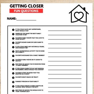 Get to Know Your Family Questions Parents Questionnaire Teen Kids ...