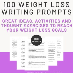 Weight Loss Writing Prompts, 100 Losing Weight Ideas Activities Journal ...