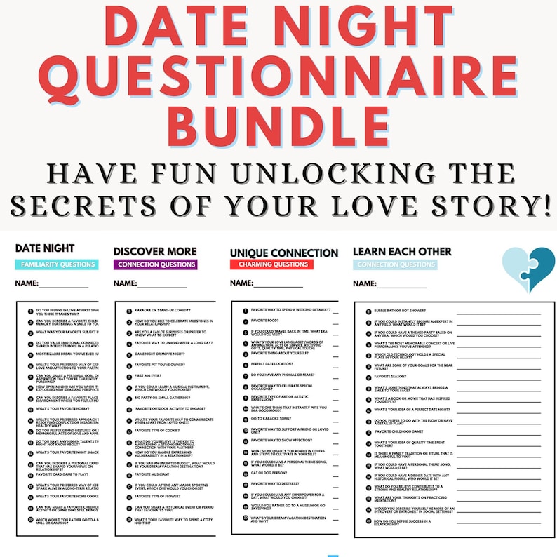 Date Night Questionnaire Printable Bundle Relationship - Etsy
