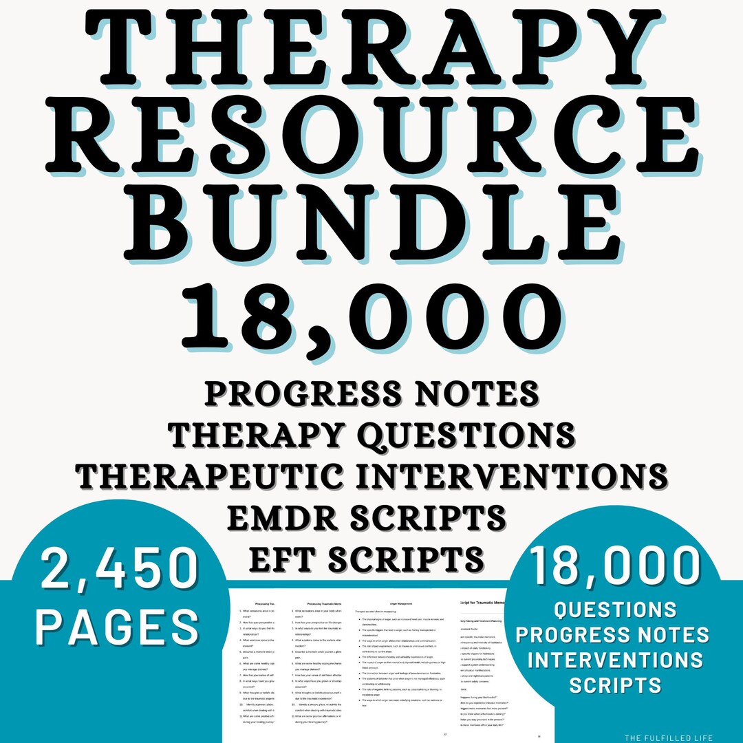 Therapy Bundle Resource | Progress Notes Questions Scripts Intervention ...
