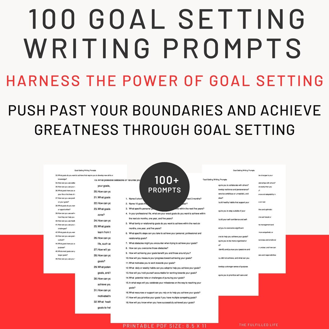 Goals Setting Writing Prompts, 100 Journal Prompts Goal Setting ...