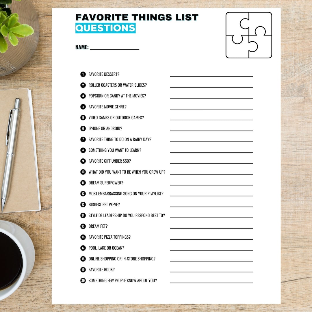 Coworker Favorites Questions Employee Questionnaire Team Get to Know ...