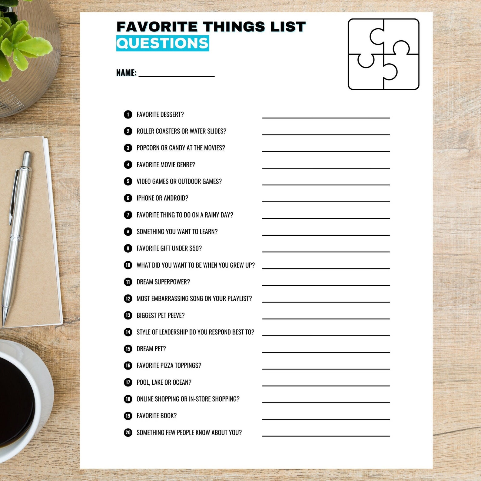 Coworker Favorites Questions Employee Questionnaire Team Get to Know ...