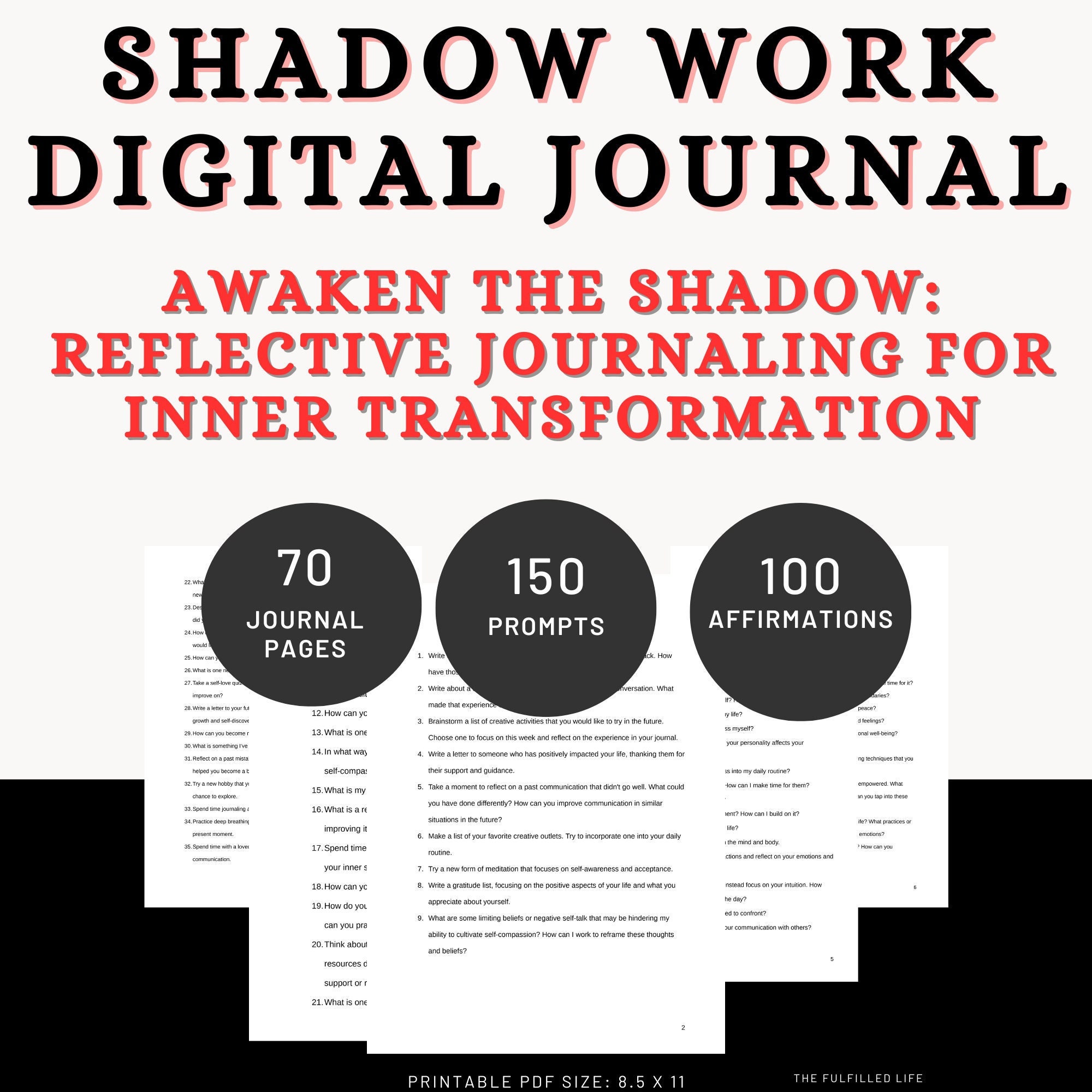 Shadow Work Journal Prompts 150 Trauma Reflection Healing - Etsy