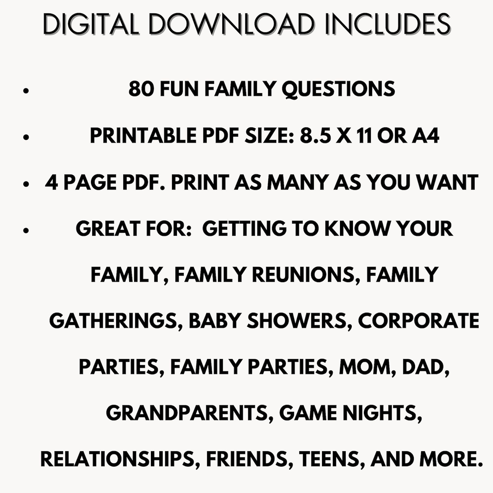 Family Get to Know Bundle | Game Night Reunion Question| Bonding ...