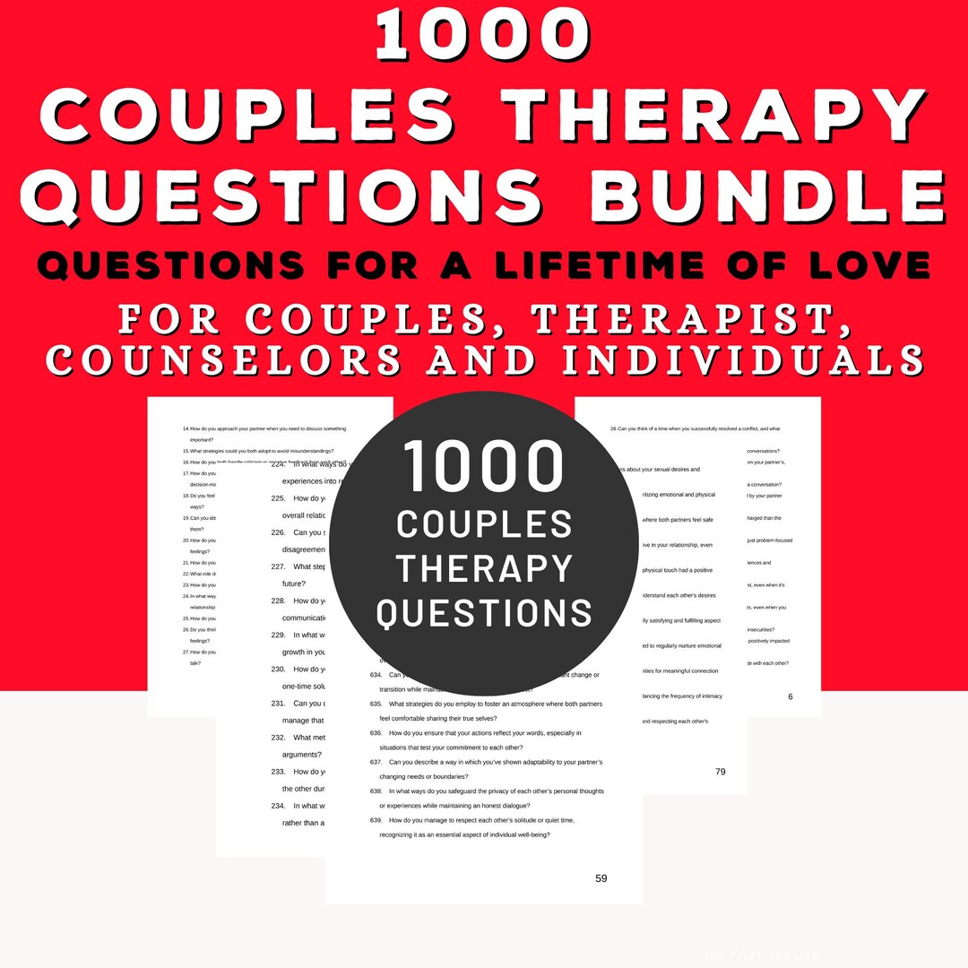 1000 Couples Therapy Questions Bundle Relationship Counseling Worksheet ...