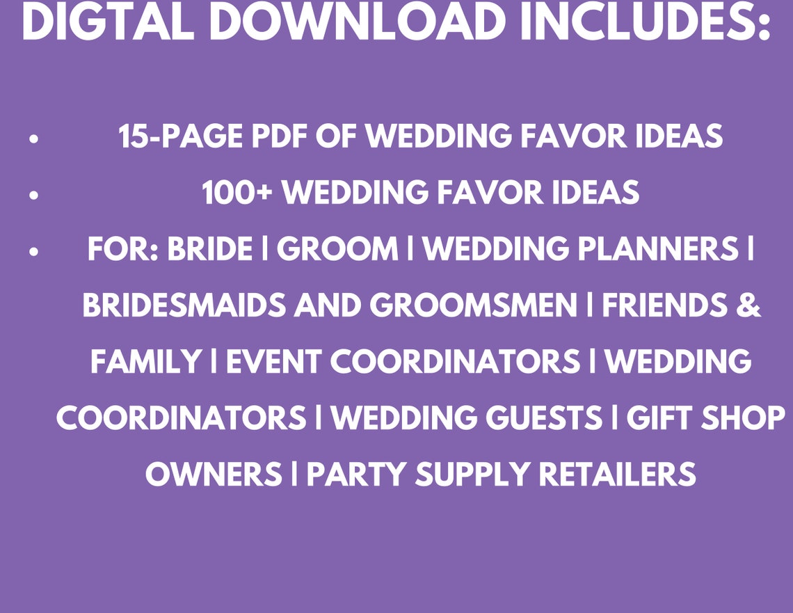 Wedding Favor Ideas Guide Marriage Keepsakes Wedding Thank - Etsy