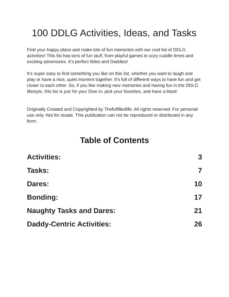 DDLG Tasks Ideas Activities Guide Adult Little Space Daddy Dom Babygirl ...