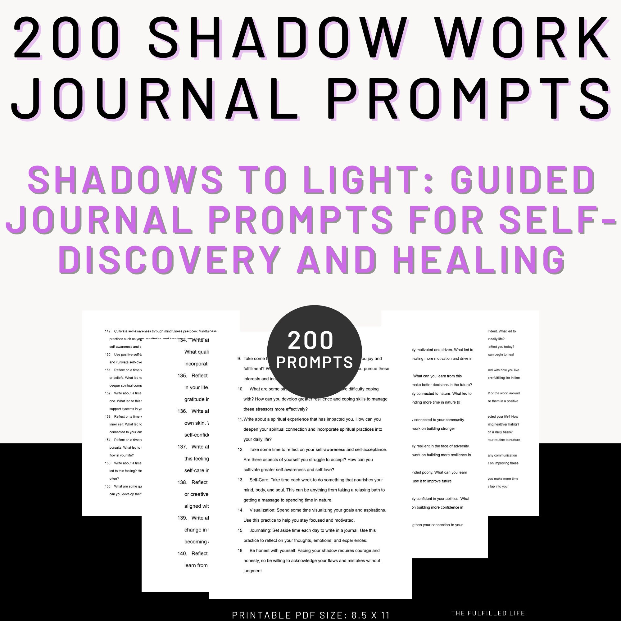Shadow Work Journal Prompts, Shadow Work Writing Idea Workbook, Trauma ...