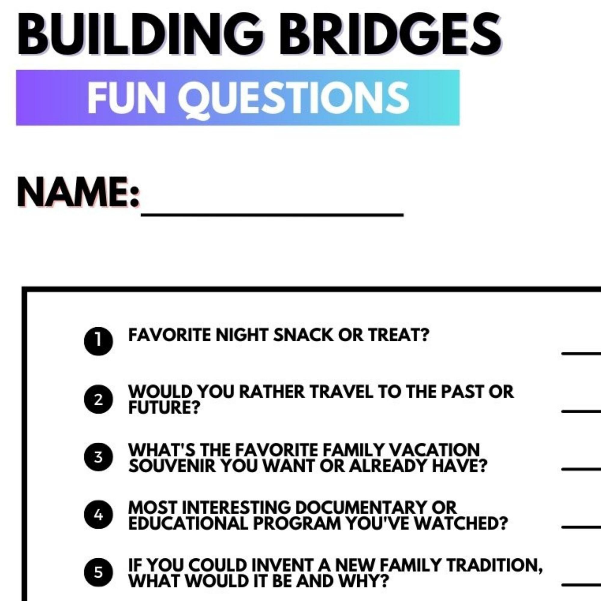 Family Questionnaire Get to Know Parents Questions Teen Kids Biography ...