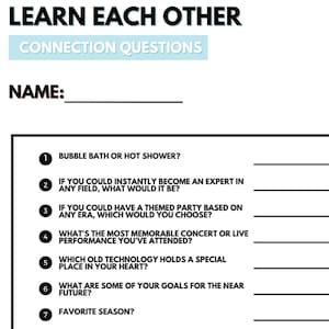Get to Know Your Partner Couples Questionnaire Date Night Activity ...