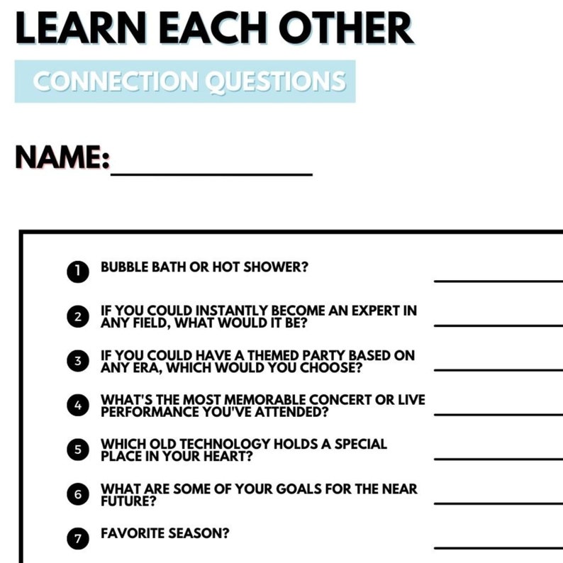 Get to Know Your Partner | Couples Questionnaire Date Night Activity ...
