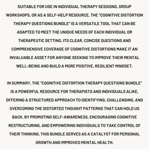 Cognitive Distortion Therapy Thought Exercise Unhelpful Thinking ...