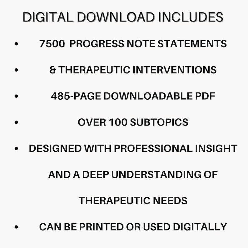Therapy Progress Note Statements | Therapeutic Interventions Resource ...