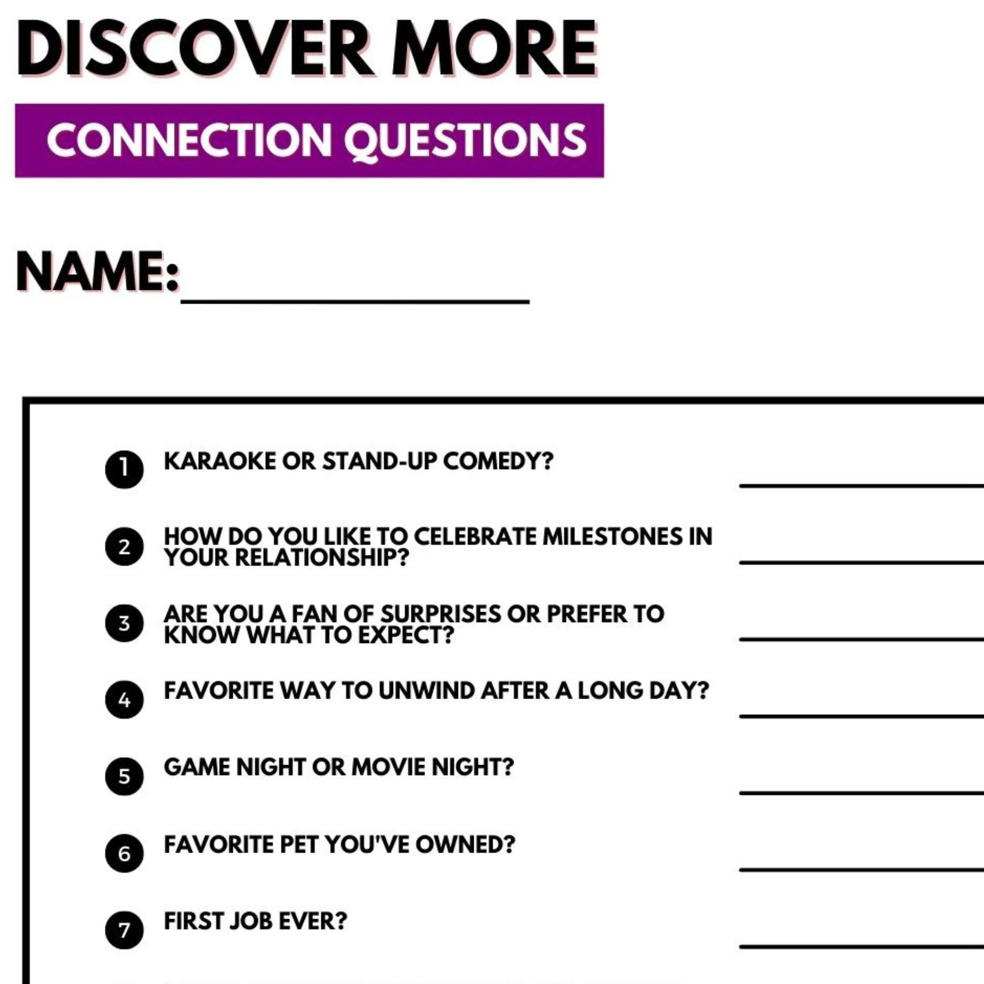 Get to Know Your Partner | Couples Questionnaire Date Night Activity ...