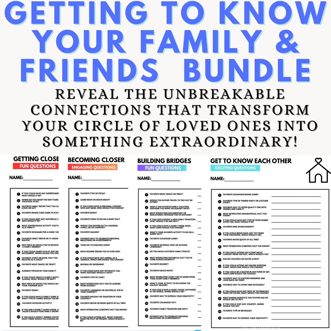 Family Get to Know Bundle | Game Night Reunion Question| Bonding ...