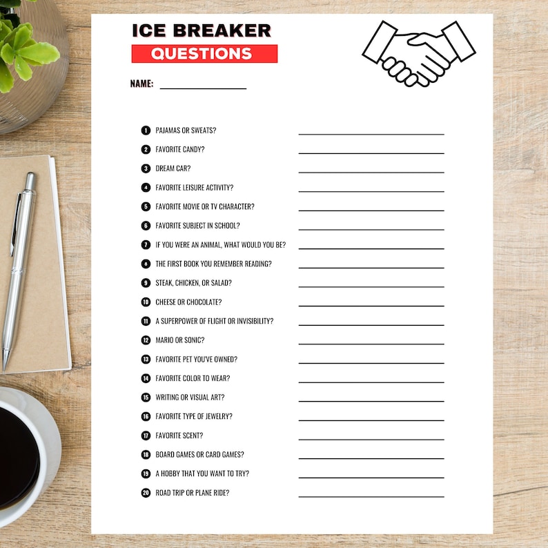 Ice Breaker Questions Introduction Survey About Me Questionnaire ...