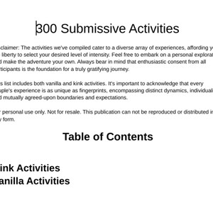 Submissive Activity Guide Bdsm Ideas Activities Pdf Sub - Etsy Canada