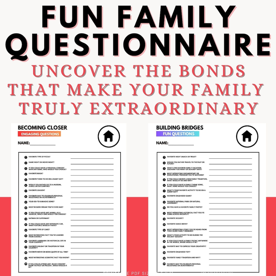 Family Questionnaire | Get to Know Parents Questions | Teen Kids ...