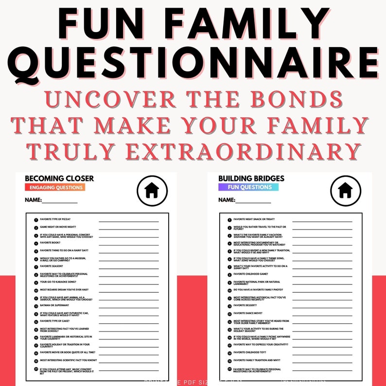 Family Questionnaire Get to Know Parents Questions Teen Kids Biography ...