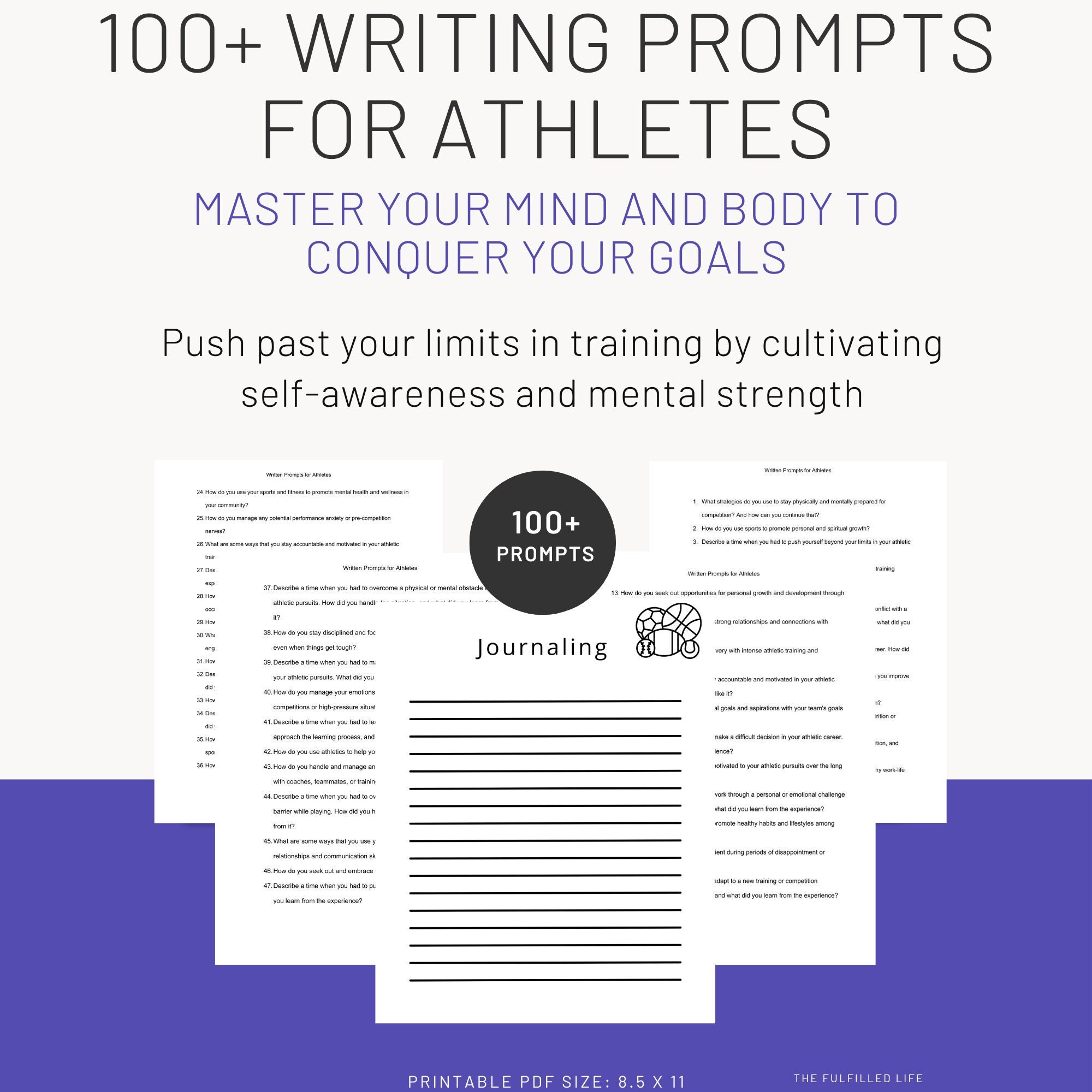 Written Prompts for Athletes 100 Journal Sports Player Questions, Diary ...