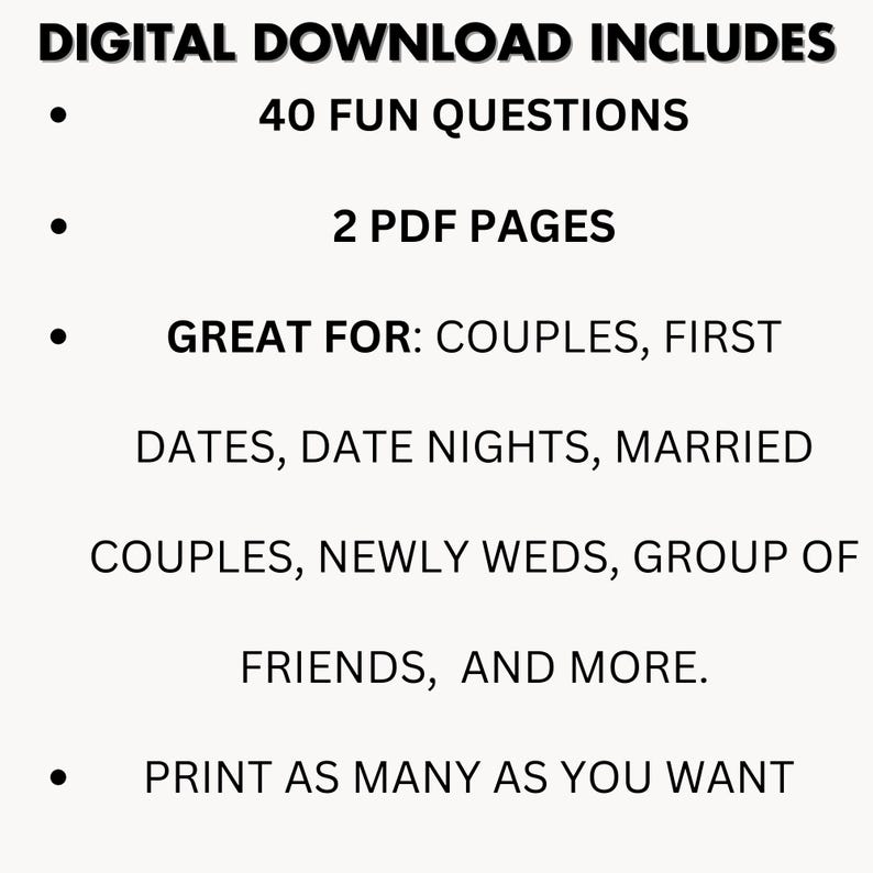 Get to Know Your Partner | Couples Questionnaire Date Night Activity ...