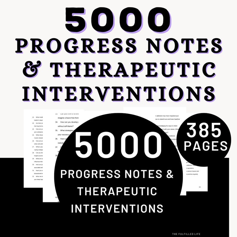 Therapy Progress Notes | Therapeutic Interventions Document| Counselor ...