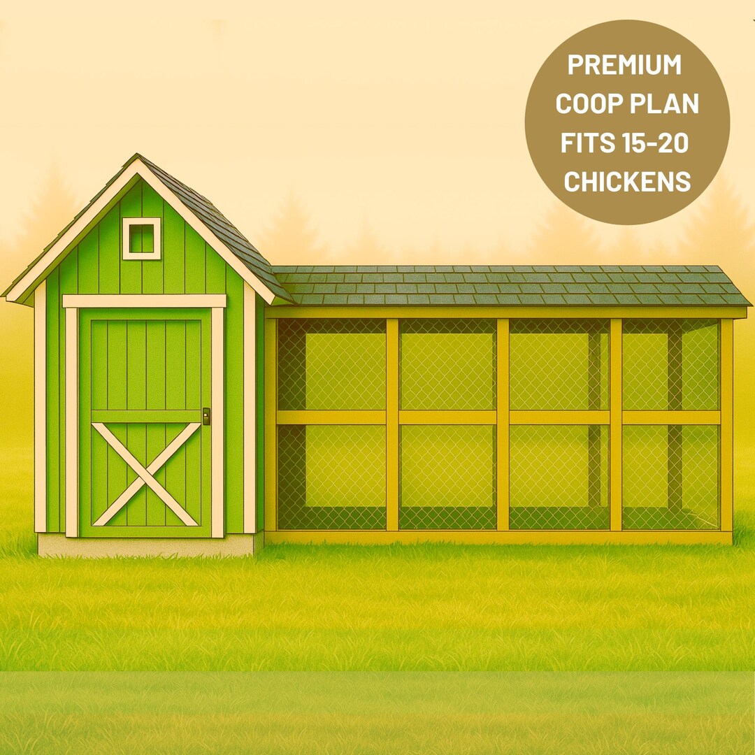 Chicken Coop & Run Enclosure Plan | DIY Building Guide 15-20 Chicken ...