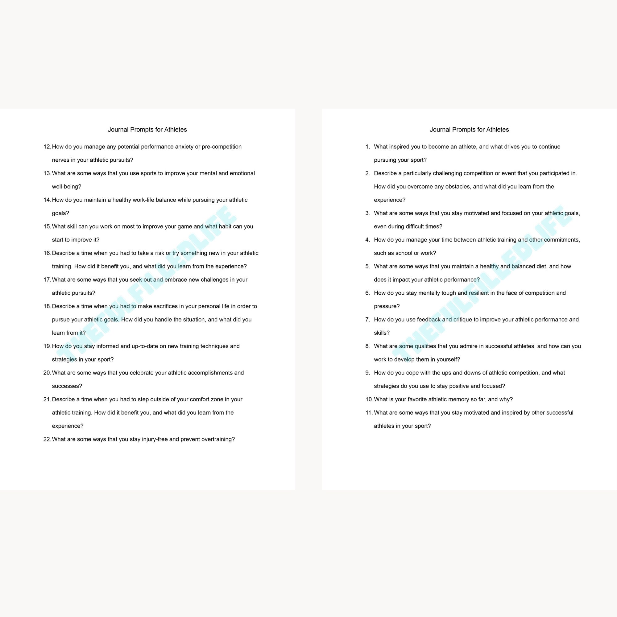 Journal Prompts for Athletes, 100 Journaling Sports Questions, Ideas ...