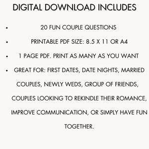 Couples Questionnaire Spouse Bonding Activity Get to Know Partner ...