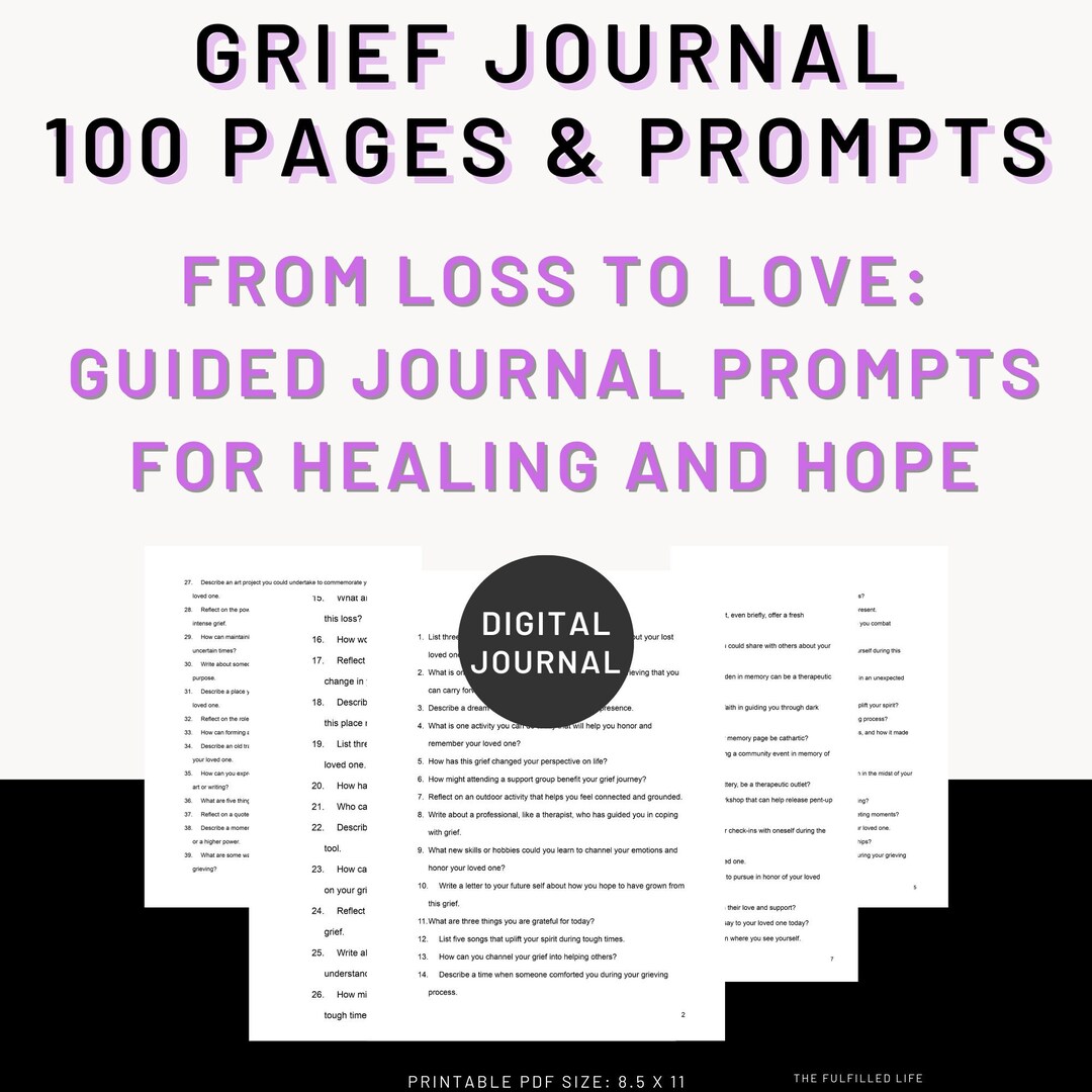 Grief Digital Journal | Bereavement Healing Journal Prompts | Trauma ...