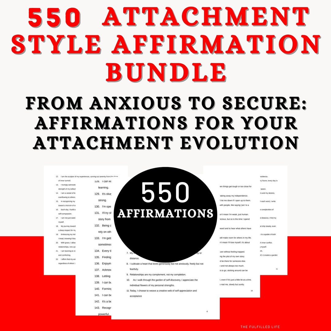 550 Attachment Styles Affirmations Bundle Anxious Avoidant Secure ...